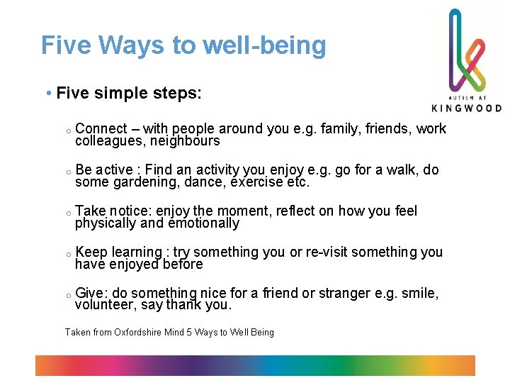 Mental Health Wellbeing Post Diagnosis Workshop 4 Objective