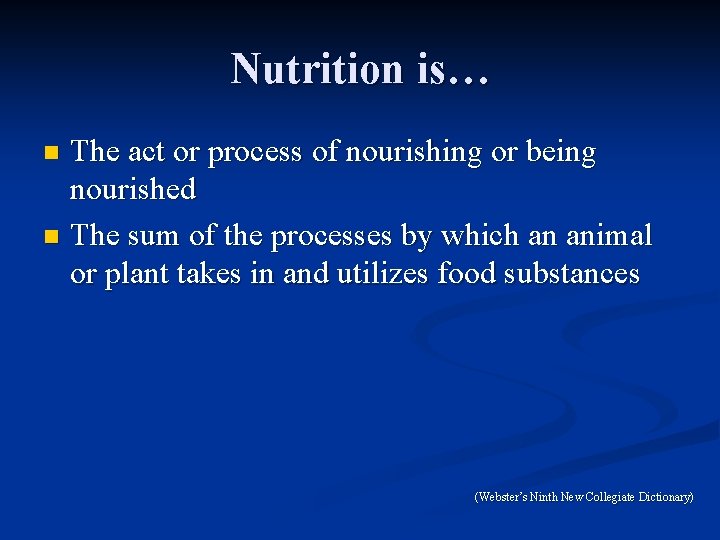 Healthy Eating Attitudes n n To provide assistance