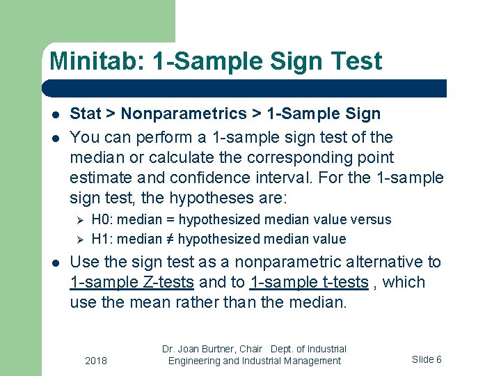 Nonparametric Statistical Methods Overview and Examples Quality Engineering