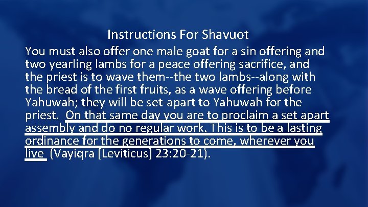 Welcome to House of Israels Shavuot Pentecost Service