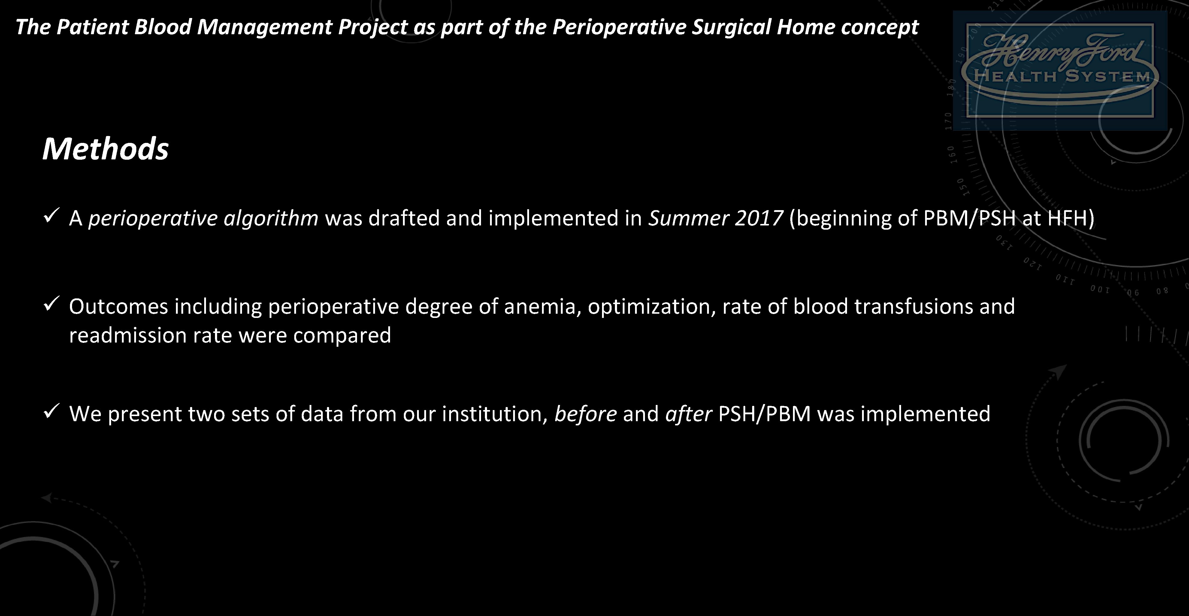 The Patient Blood Management Project as part of