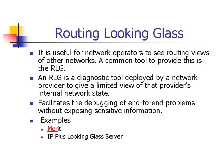 Analysis of BGP Routing Tables Ayesha Gandhi Routing