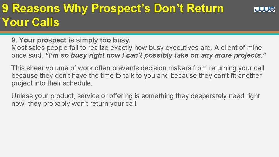 9 Reasons Why Prospects Dont Return Your Calls