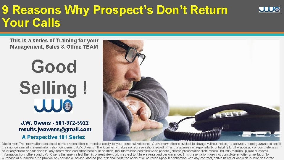 9 Reasons Why Prospects Dont Return Your Calls