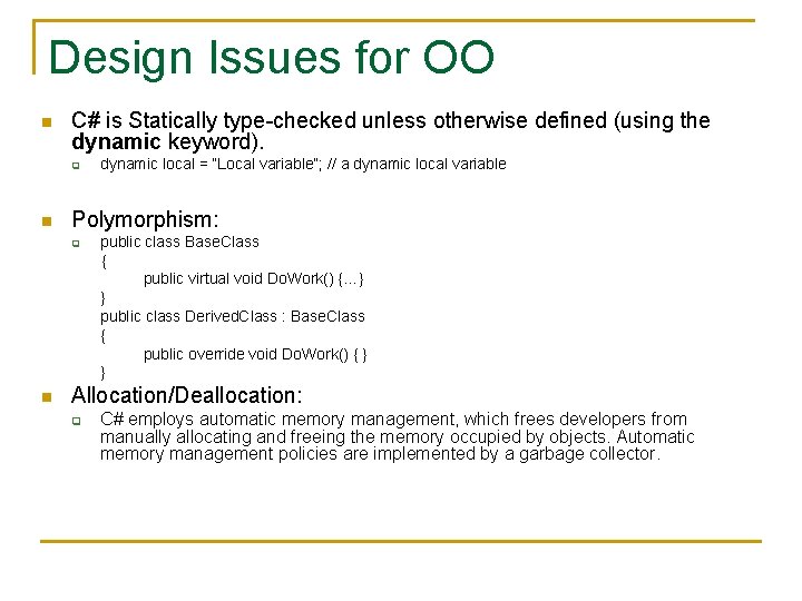 C Ryan Graczyk ObjectOriented Programming Introduction n Classification