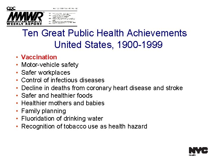 Immunizations Maintaining One of the Greatest Public Health