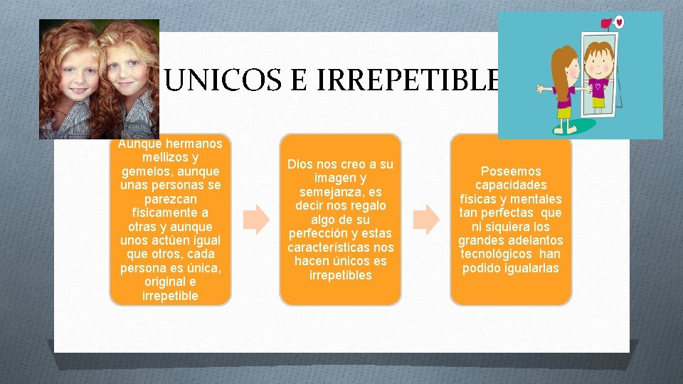 EL SER HUMANO ES UNICO E IRREPETIBLE Las