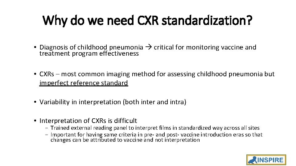 INSPIRE CXR Training Purpose and Background of CXR