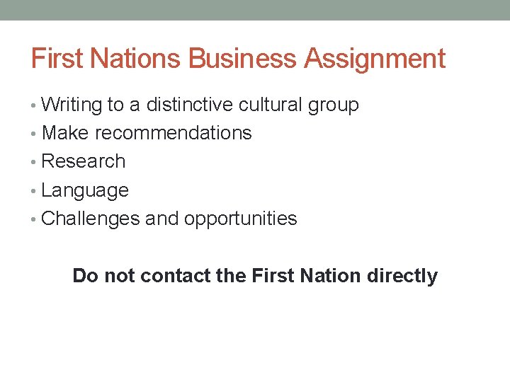 FIRST NATIONS BUSINESS Guest Lecture Danielle Levine Associate