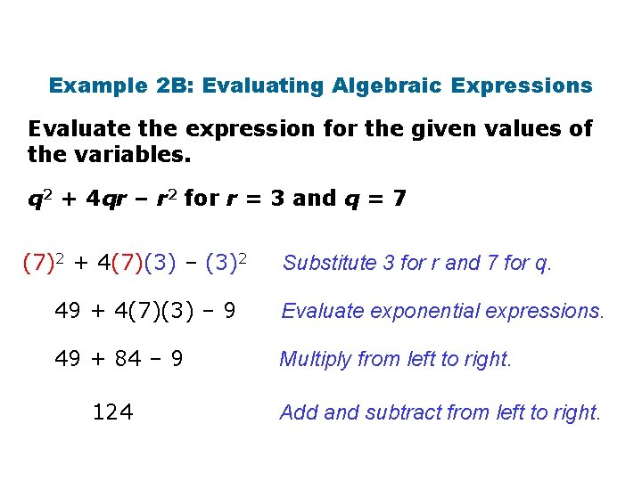 Algebraic Expressions Warm Up List words that indicate