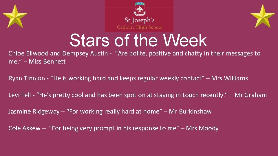 Stars of the Week Chloe Ellwood and Dempsey