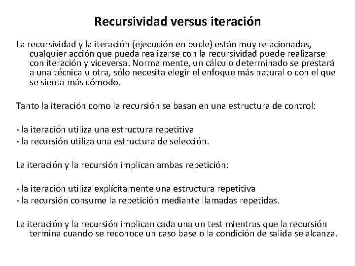 Tema VII Recursividad Concepto Recursividad directa e indirecta