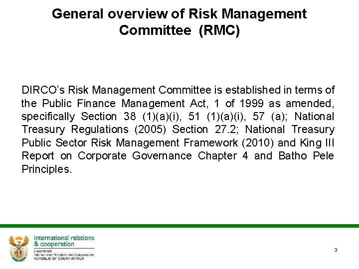 RISK MANAGEMENT BRIEFING TO THE PORTFOLIO COMMITTEE 04
