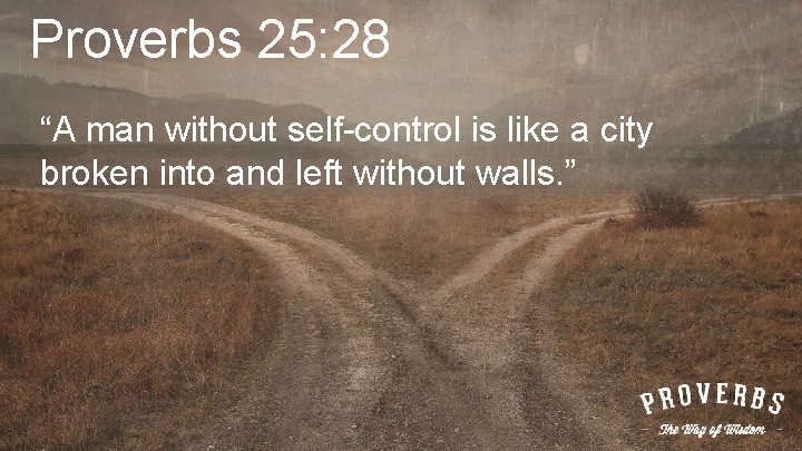 SelfControl Proverbs 25 28 A man without selfcontrol