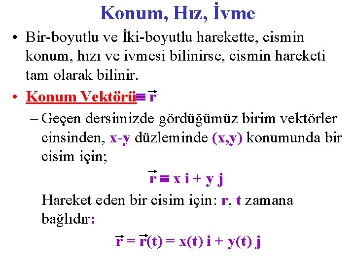 Blm 4 ki Boyutlu Hareket Konum Hz vme