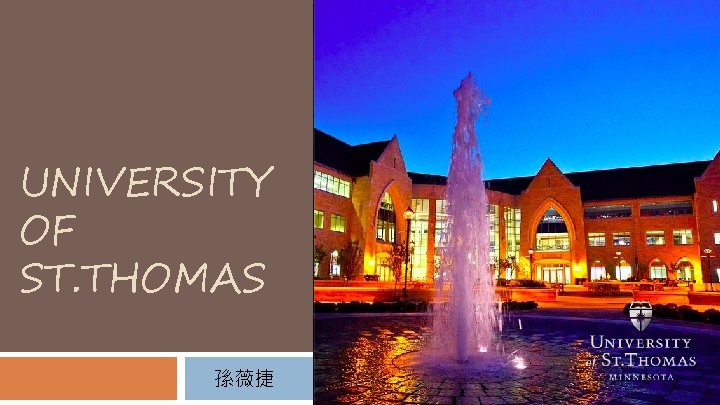 UNIVERSITY OF ST THOMAS Location Campus environment St