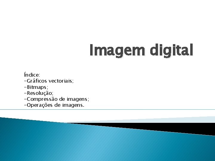 Imagem digital ndice Grficos vectoriais Bitmaps Resoluo Compresso
