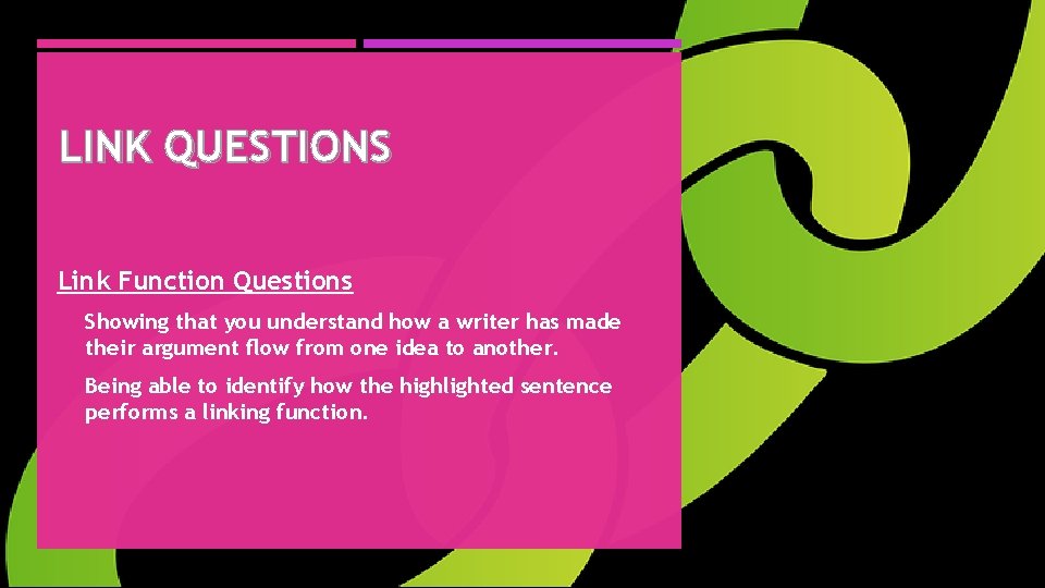 LINK QUESTIONS Link Function Questions Showing that you