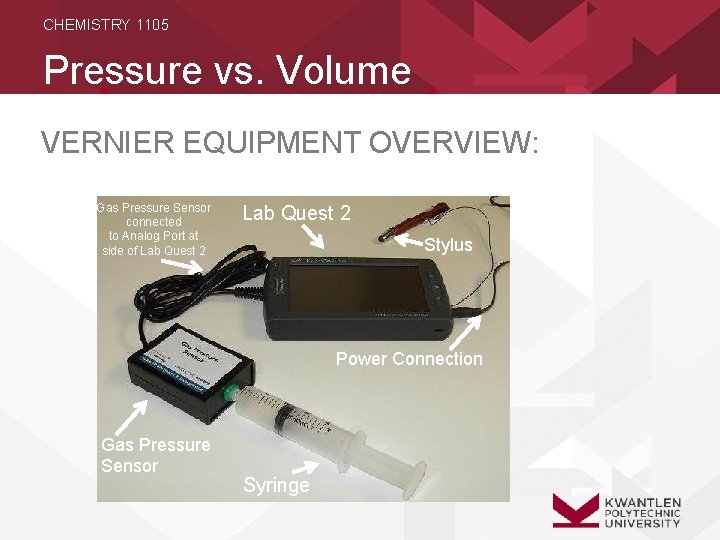 CHEMISTRY 1105 Exploring Boyles Law using Vernier Equipment