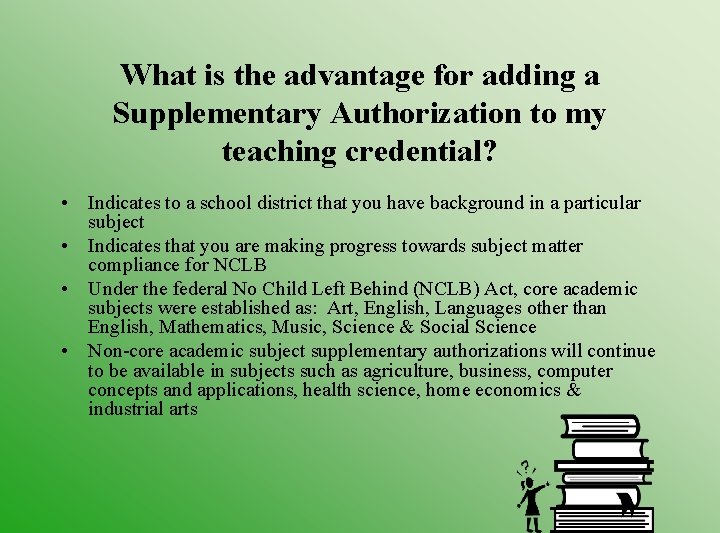 Supplementary Authorizations and Subject Matter Authorizations For Multiple