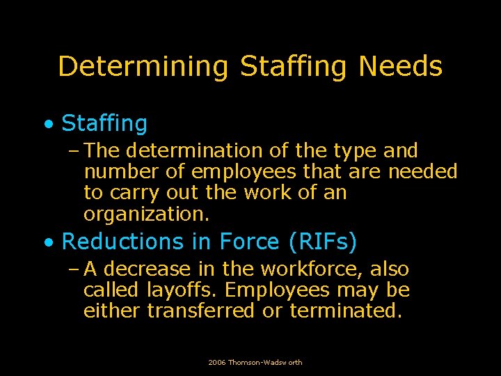 2006 ThomsonWadsworth Learning Objectives Cite factors that must