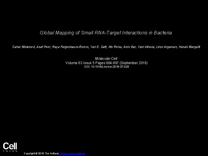 Global Mapping of Small RNATarget Interactions in Bacteria