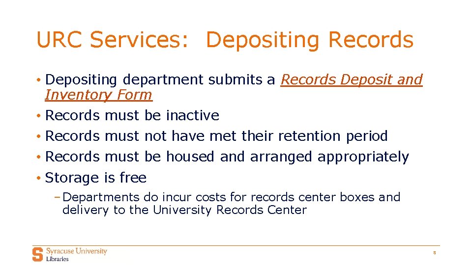 University Records Management Overview Who are we Provide
