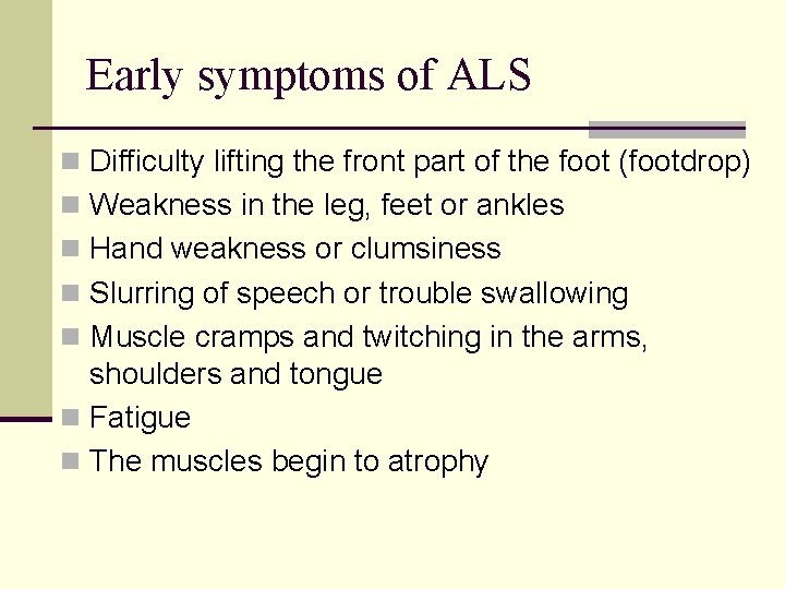 Amyotrophic Lateral Sclerosis Presented By Jillymae Medina What