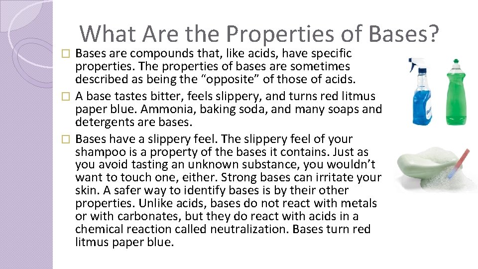 Lesson 3 Describing Acids and Bases Description By