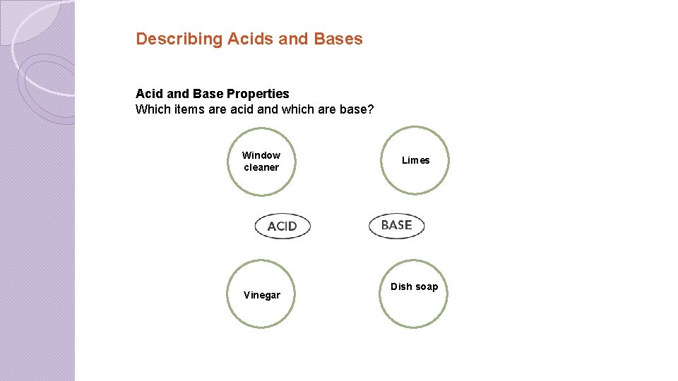 Lesson 3 Describing Acids and Bases Description By
