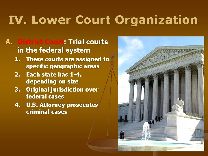 The Federal Court System Lower Inferior Courts I