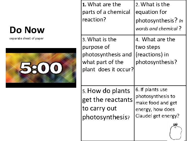 Do Now separate sheet of paper 1 What