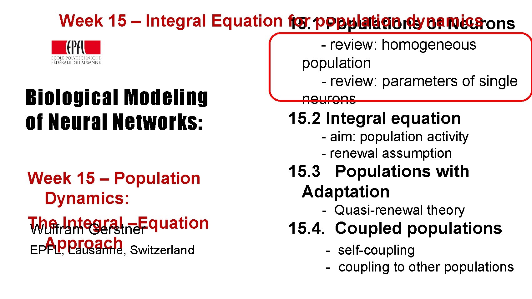 Week 15 Integral Equation for dynamics 15 1