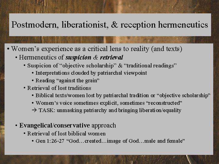 THE 611 BIBLICAL HERMENEUTICS Class XI In Front