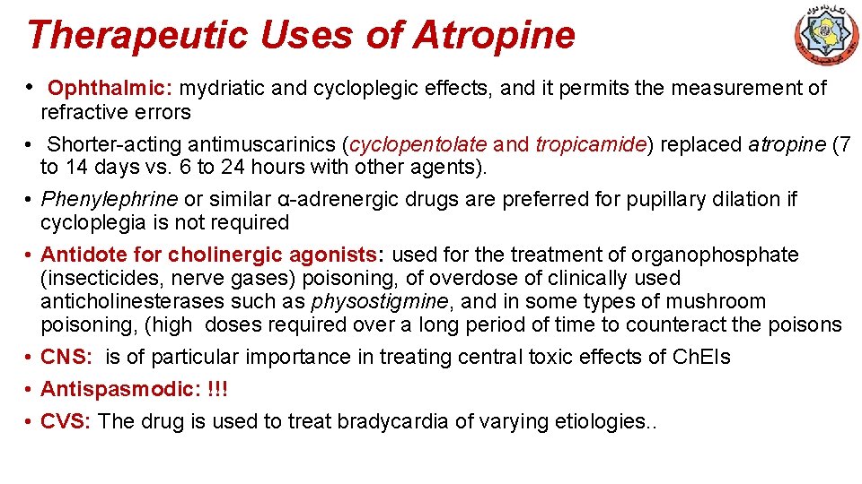 Cholinergic Antagonists parasympatholytics Atropine Tertiary amine ...