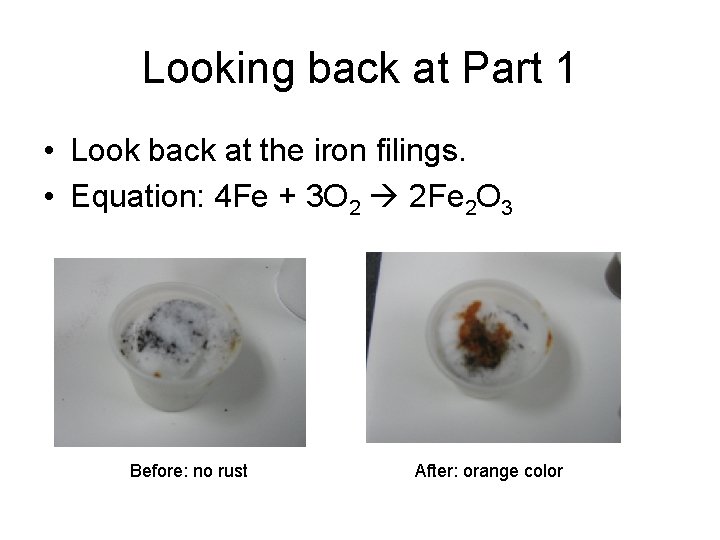Oxidation of Iron An example of a Combination