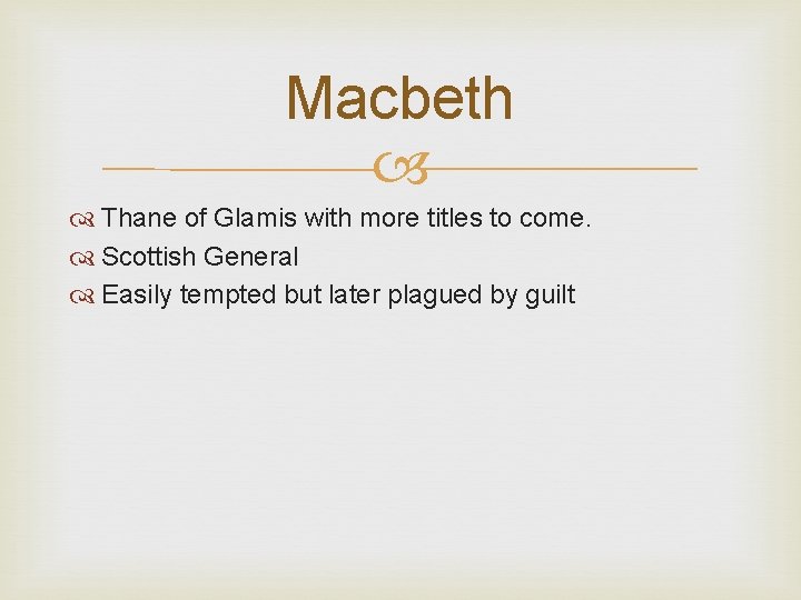 Macbeth Characters Guide and Introduction Instructions for Character