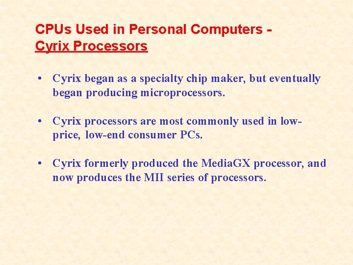 lesson 8 CPUs Used in Personal Computers This