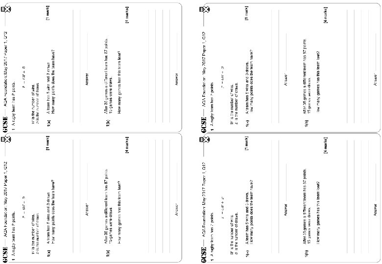 Substitution Positive Without Indices Foundation GCSE Questions AQA