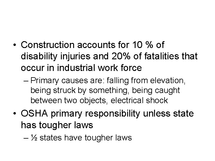 Safety Management Construction accounts for 10 of disability