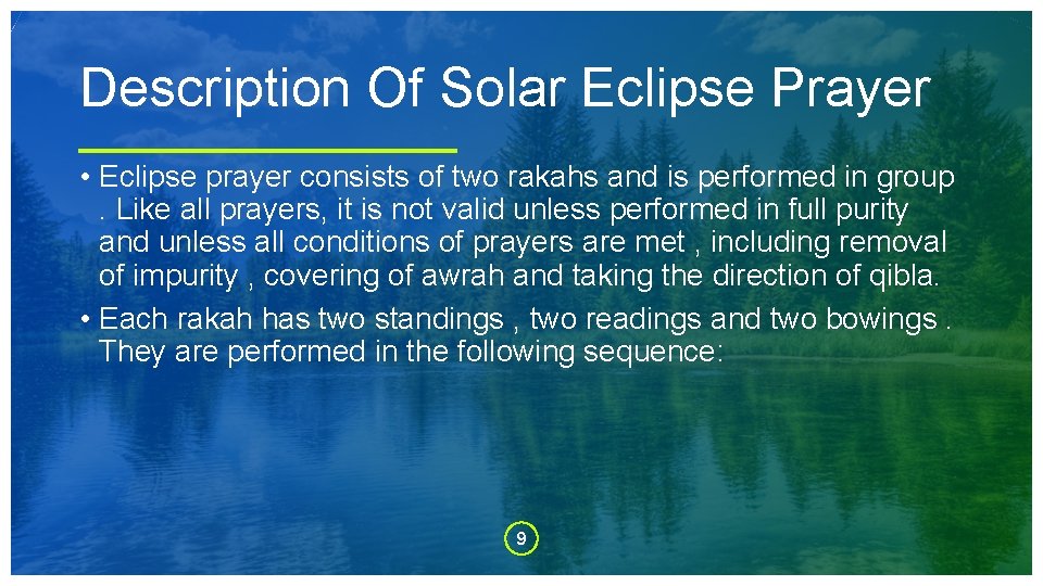 Prayers for certain purposes Eclipse Rain and Istikhara