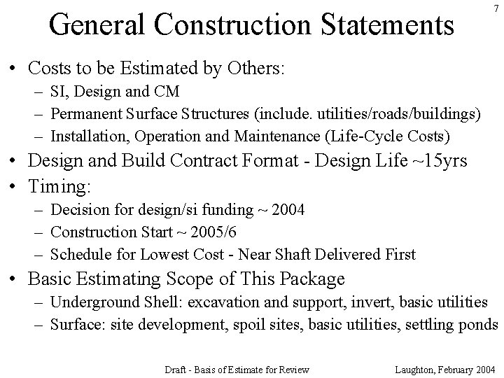 1 Theta 13 Midwest Site Basis of Estimate