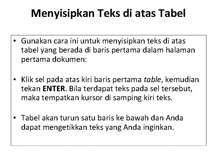 Membuat Tabel di Microsoft Word Langkah 1 Klik