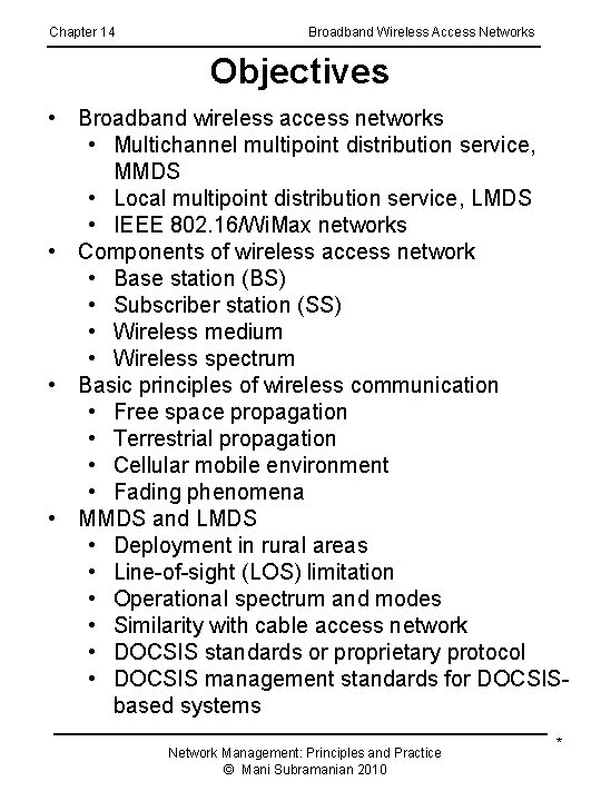 Chapter 14 Broadband Wireless Access Networks Network Management