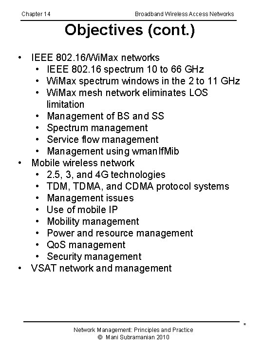 Chapter 14 Broadband Wireless Access Networks Network Management
