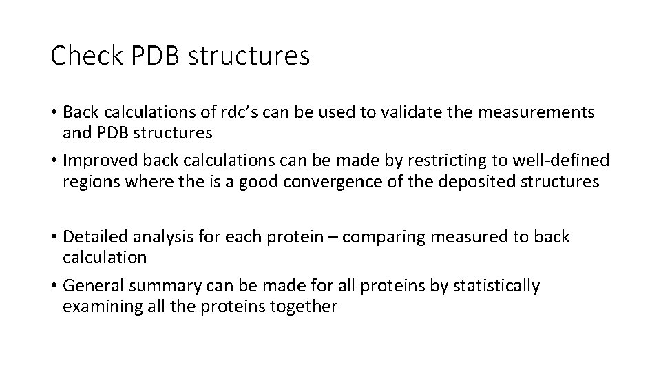 RDCs and Databases In progress Introduction New database