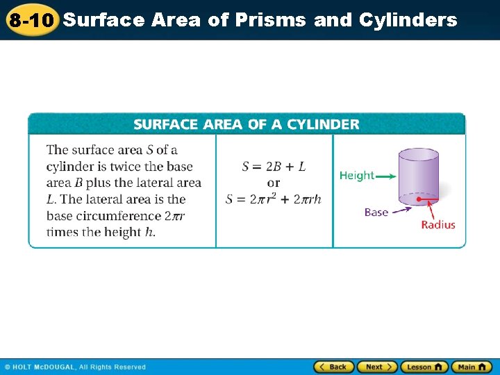 8 10 Surface Area of Prisms and Cylinders