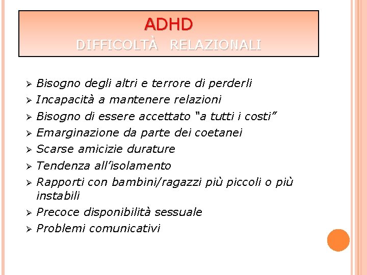 ADHD DISTURBO DA DEFICIT DELL ATTENZIONE IPERATTIVIT prof