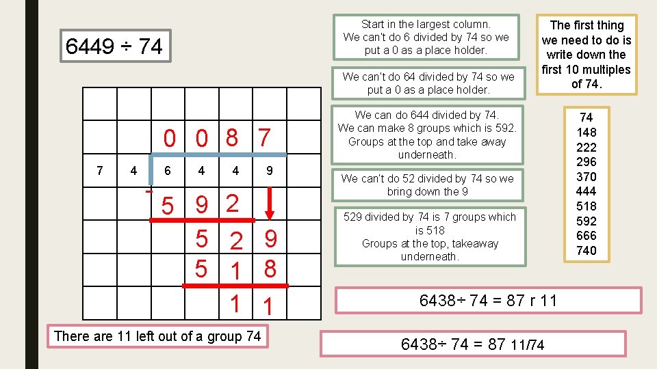 YEAR 6 REVISION Calculation 8 dividing by a