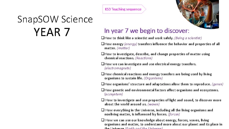 Snap SOW Science YEAR 7 q How to